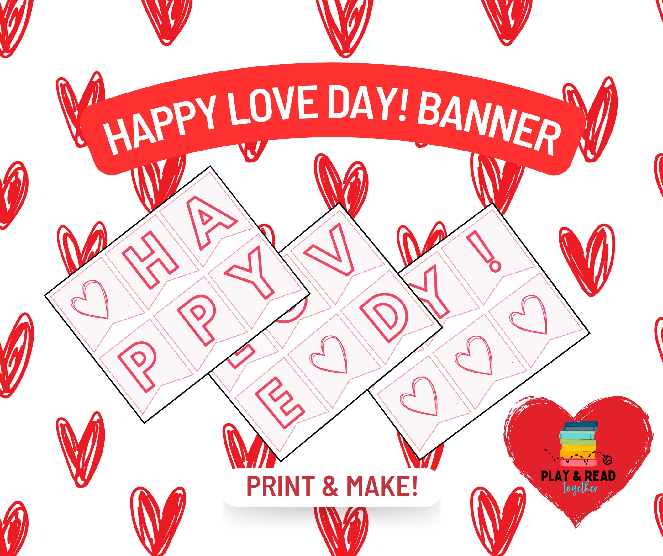 Printable Valentine's Day Flags, Pennants, Love Day Banner - Etsy