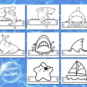 Printable Shark Paper Crown: Kids Coloring Craft (digital Download) - Etsy