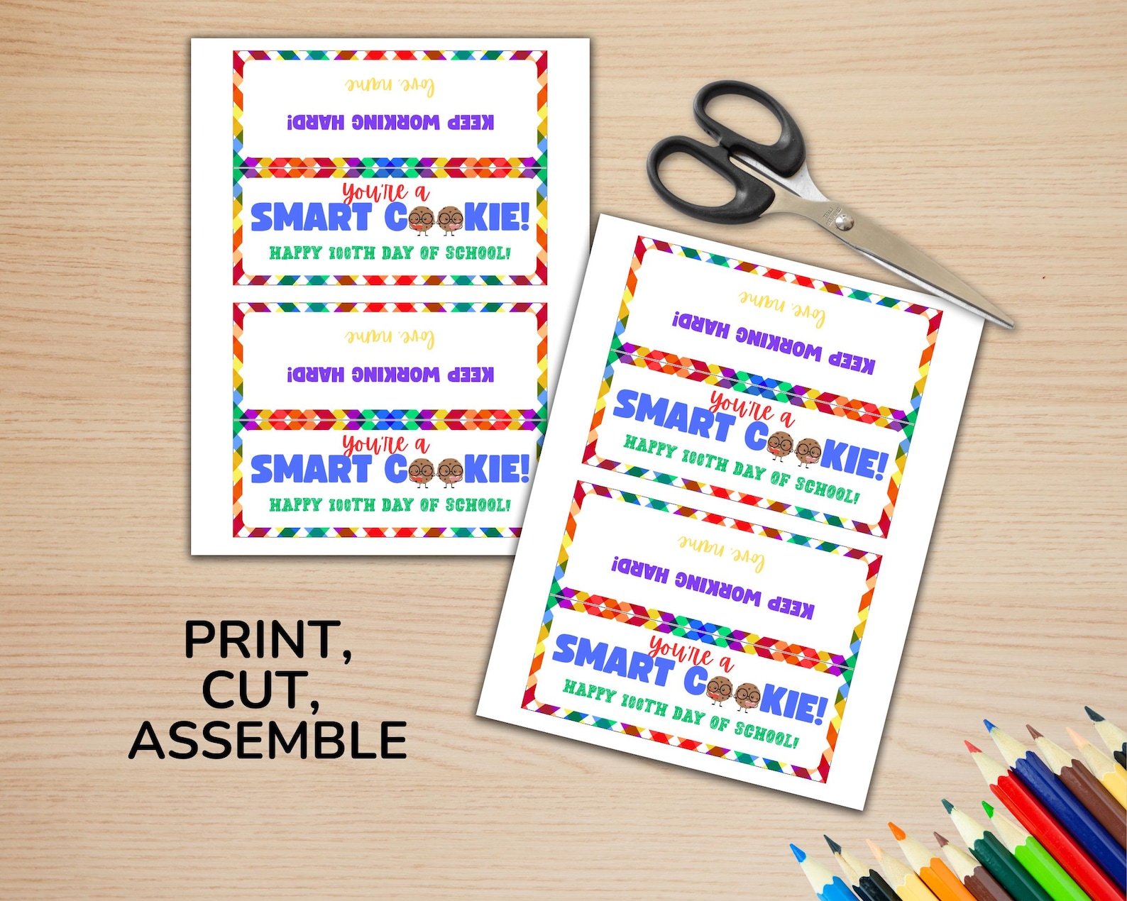 Editable 100th Day of School Bag Topper, Smart Cookie Treat Tag, 100 ...
