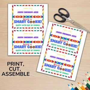 Editable 100th Day of School Bag Topper, Smart Cookie Treat Tag, 100 ...