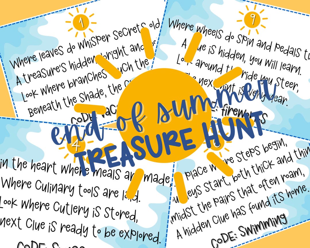 End of Summer Treasure Hunt for Kids, Printable Indoor Outdoor ...