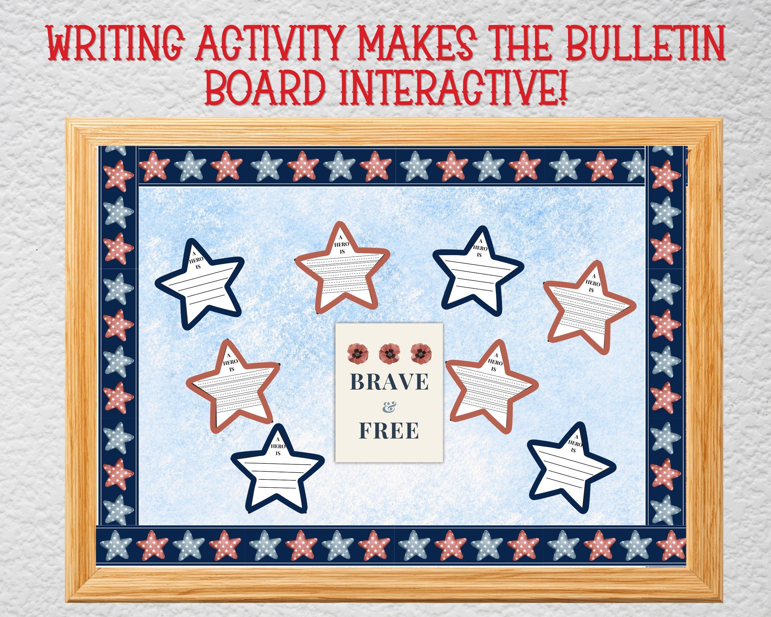 Memorial Day Bulletin Board Kit, Patriotic Classroom Decor, Boho ...