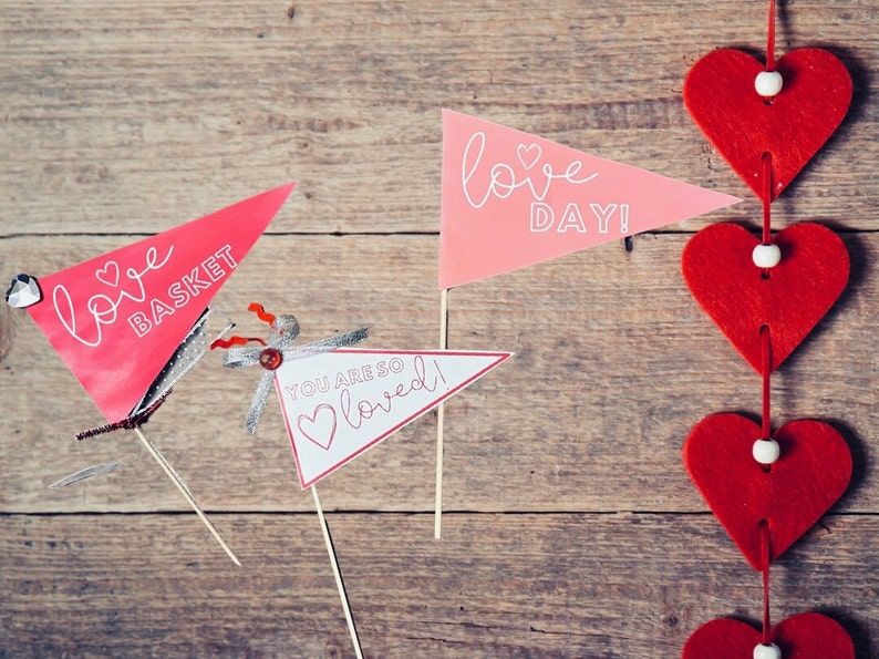 Printable Valentine's Day Flags, Pennants, Love Day Banner - Etsy