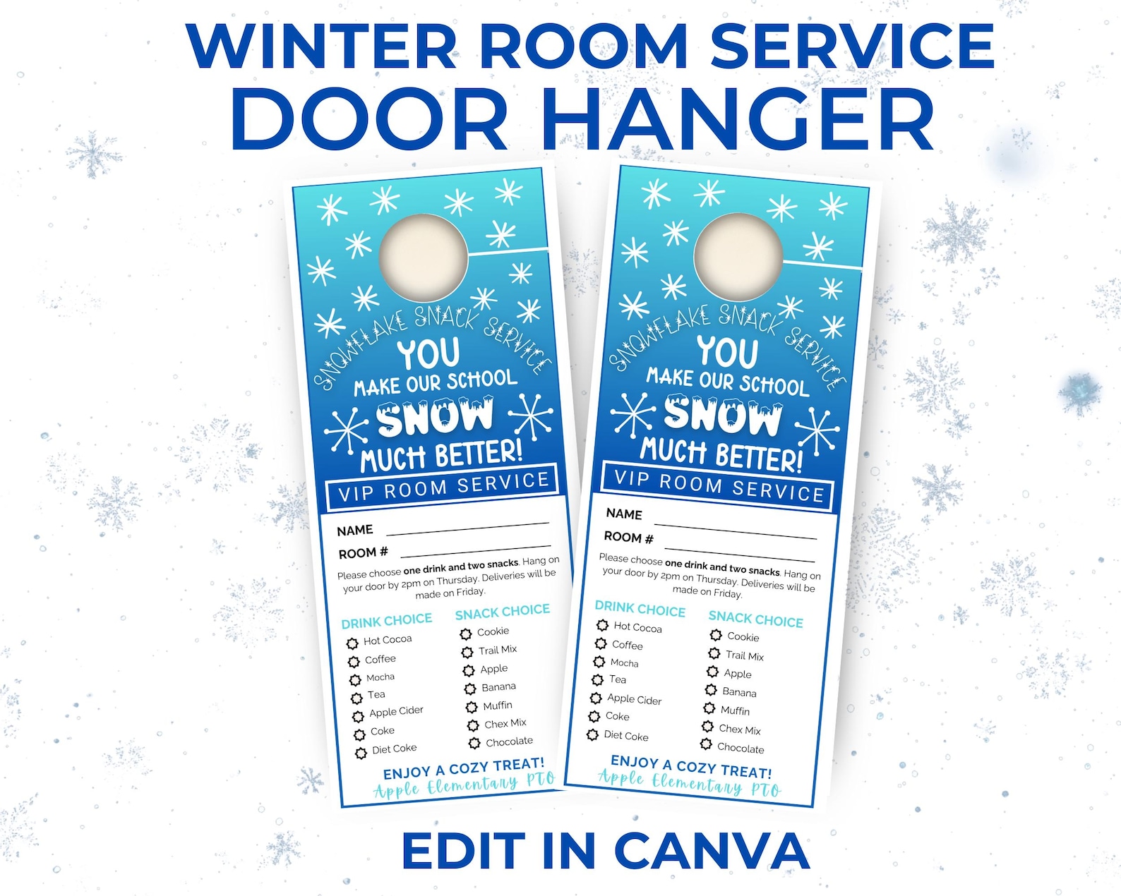 Winter Teacher VIP Room Service Template for Cozy Staff Appreciation ...