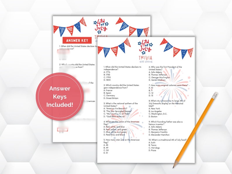 Fourth of July Trivia Game, Printable July 4th Trivia, US History Fun ...