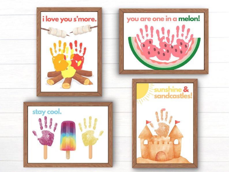 Summer Handprint Art Bundle - Printable Craft Templates, Keepsake for ...