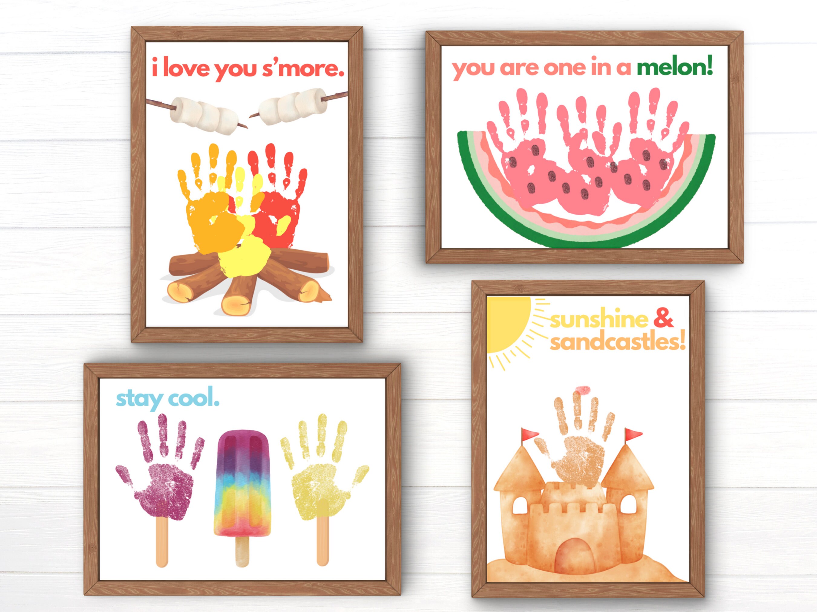 Summer Handprint Art Bundle - Printable Craft Templates, Keepsake for ...