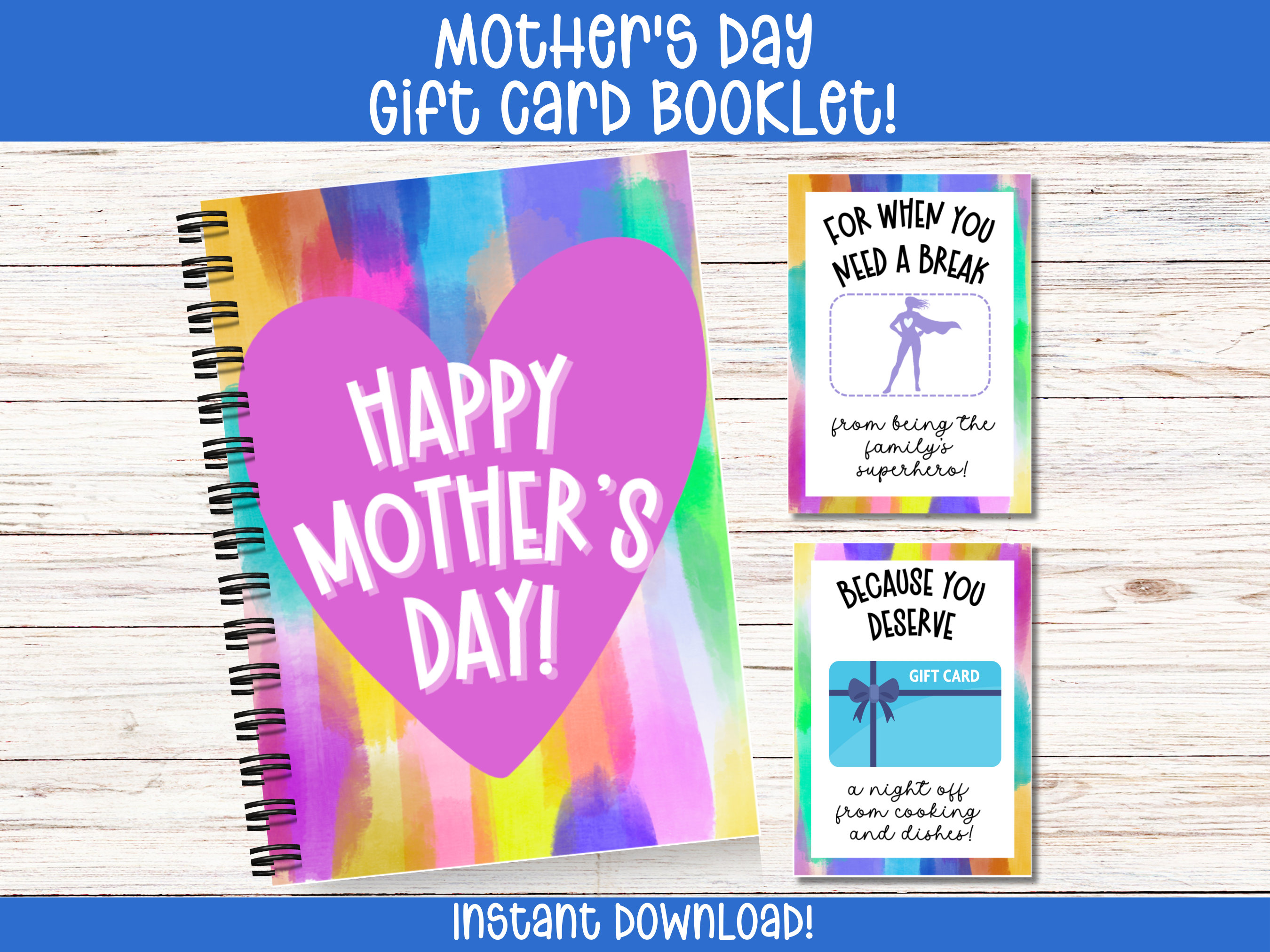Printable Mothers Day Gift Card Booklet, Build Own Gift Book for Mom ...