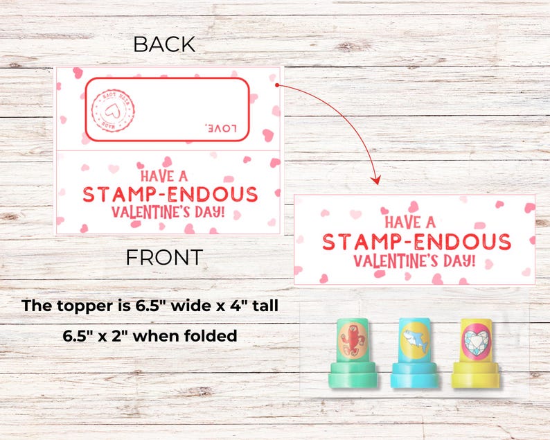 Stamp Valentines Day Printable Bag Topper, Self-inking Stamp Favor ...