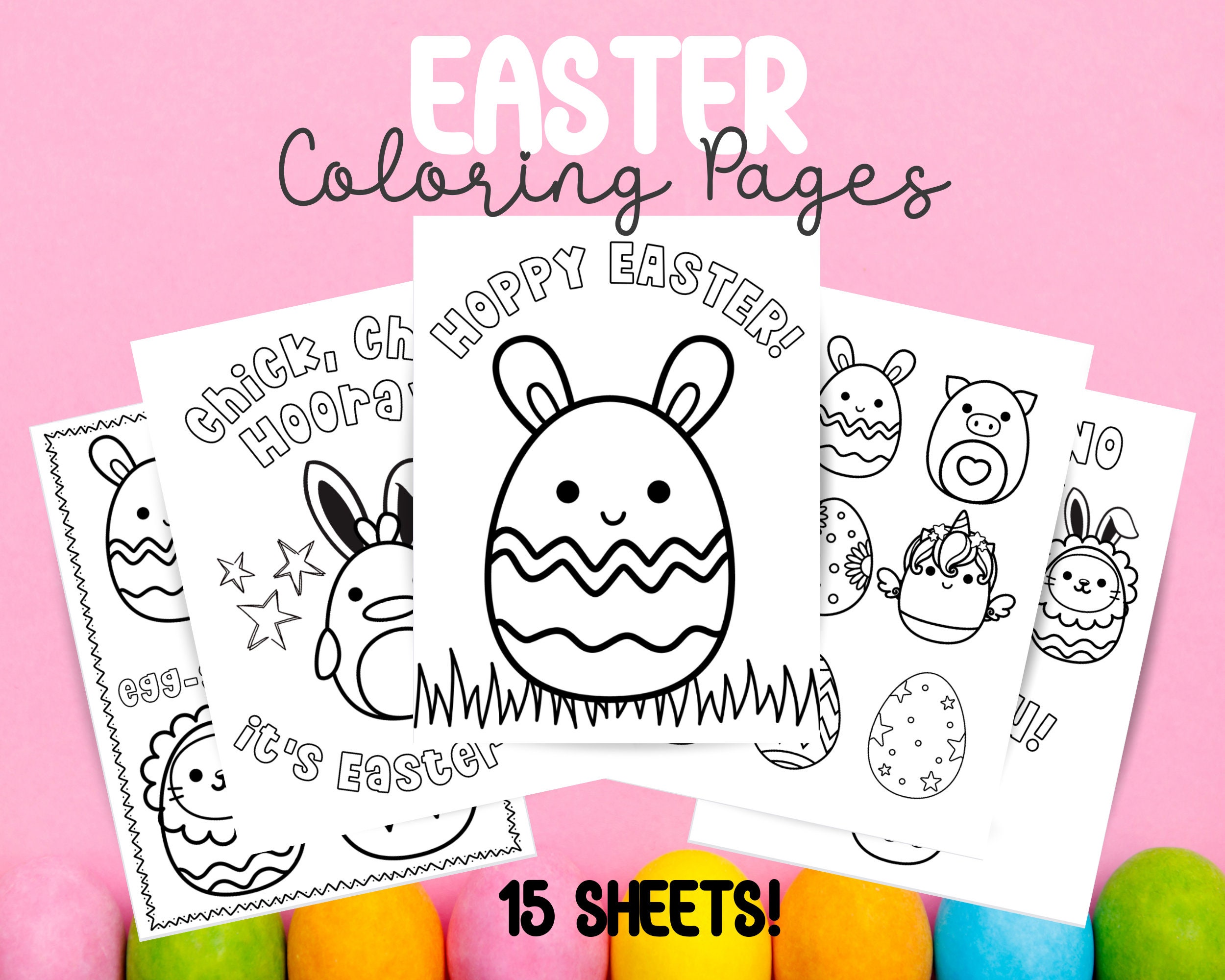 Easter Coloring Pages for Kids, Cute Animal Easter Eggs, Easy Coloring ...