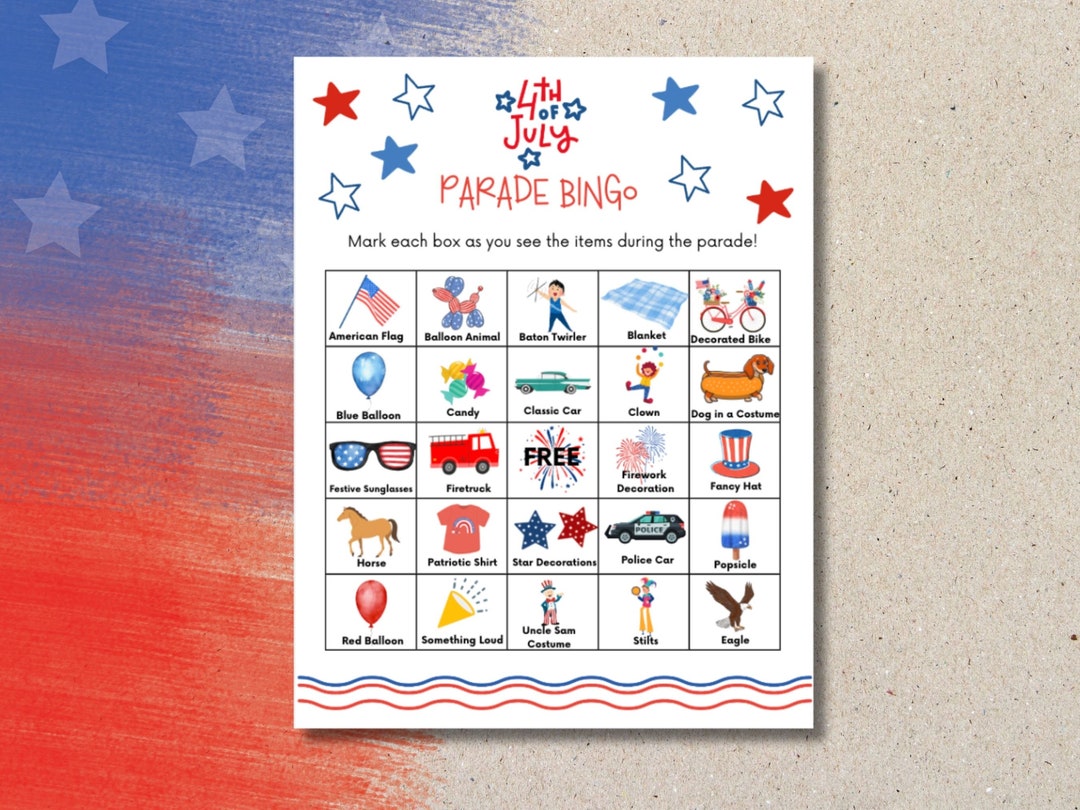 Fourth of July Parade Scavenger Hunt Bingo Printable for Kids ...