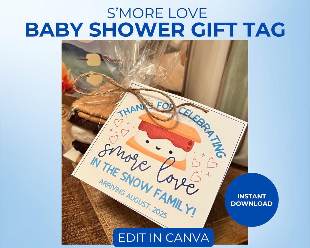 S'more Love Baby Shower Gift Tag, Editable Favor Tag Template, DIY ...