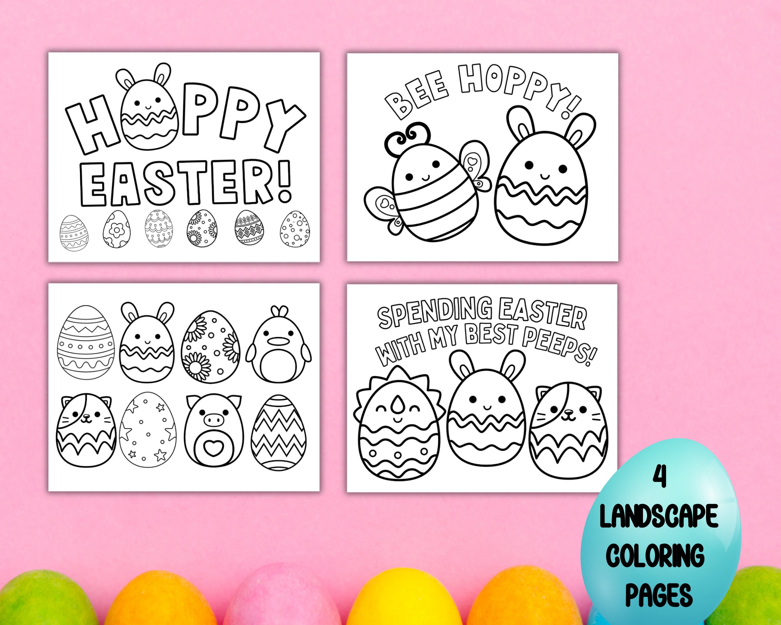 Easter Coloring Pages for Kids, Cute Animal Easter Eggs, Easy Coloring ...