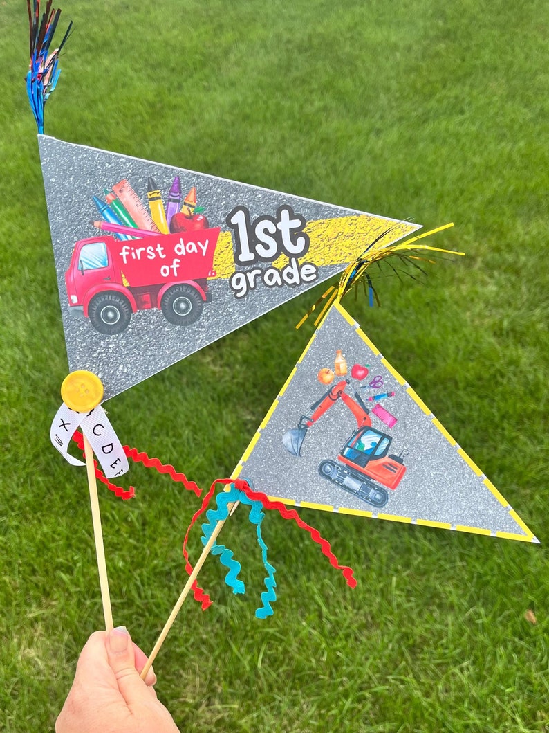 First Day of School Truck Flag Photo Prop, 1st Day of School Pennant ...