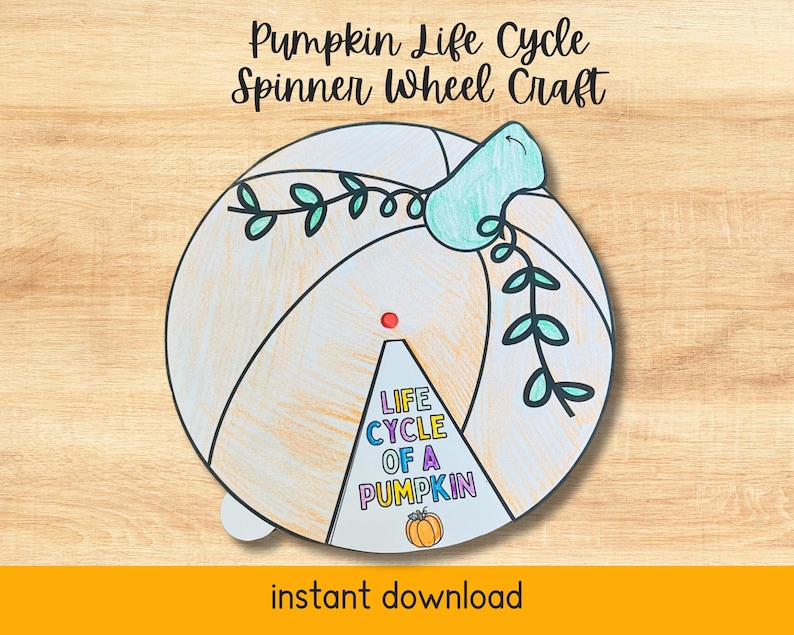 Pumpkin Life Cycle Spinner Wheel Coloring Craft, Life Cycle of a ...