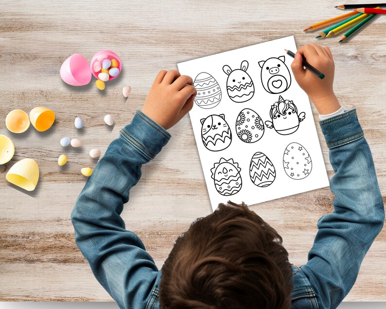 Easter Coloring Pages for Kids, Cute Animal Easter Eggs, Easy Coloring ...