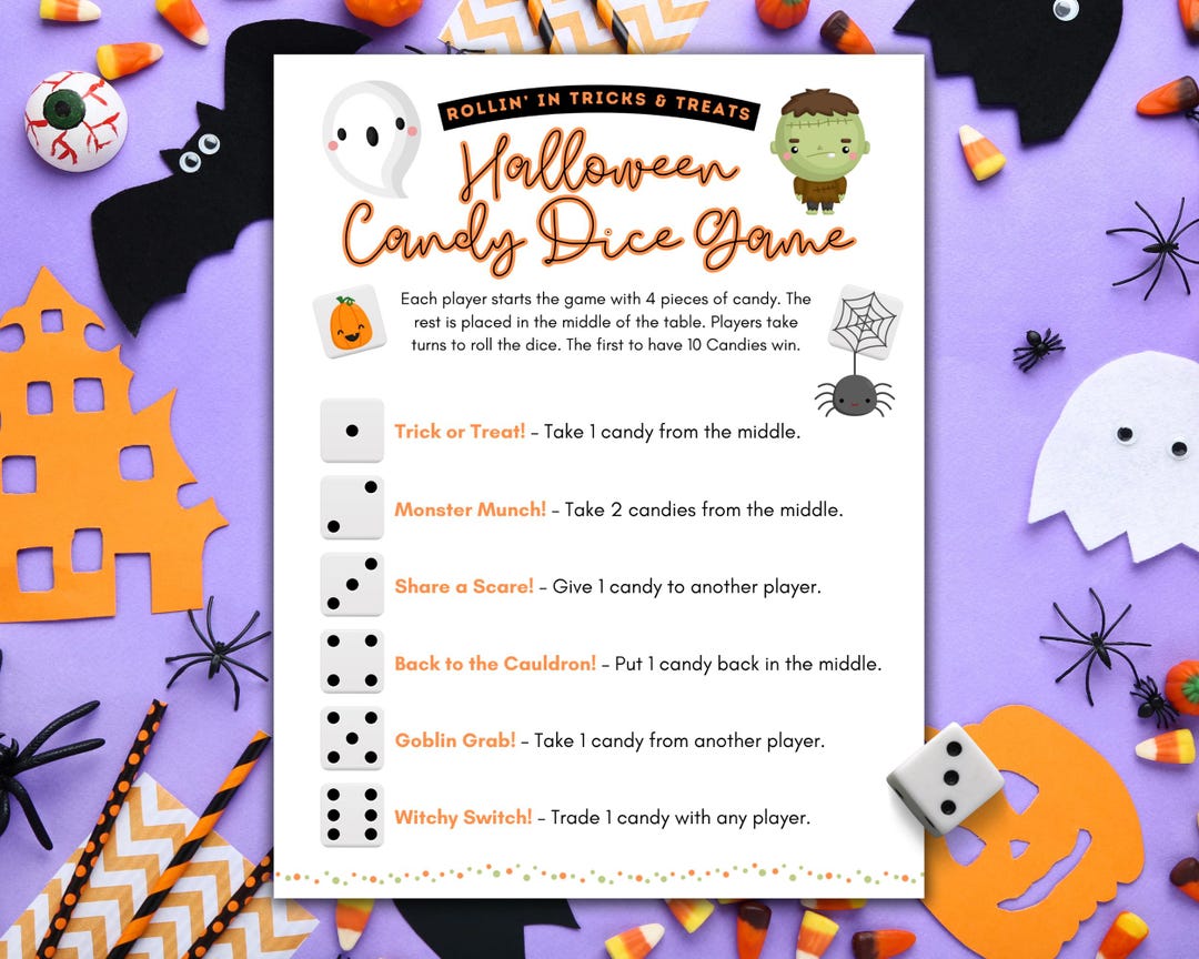 Halloween Candy Dice Game, Halloween Classroom Party, Family Game Night ...