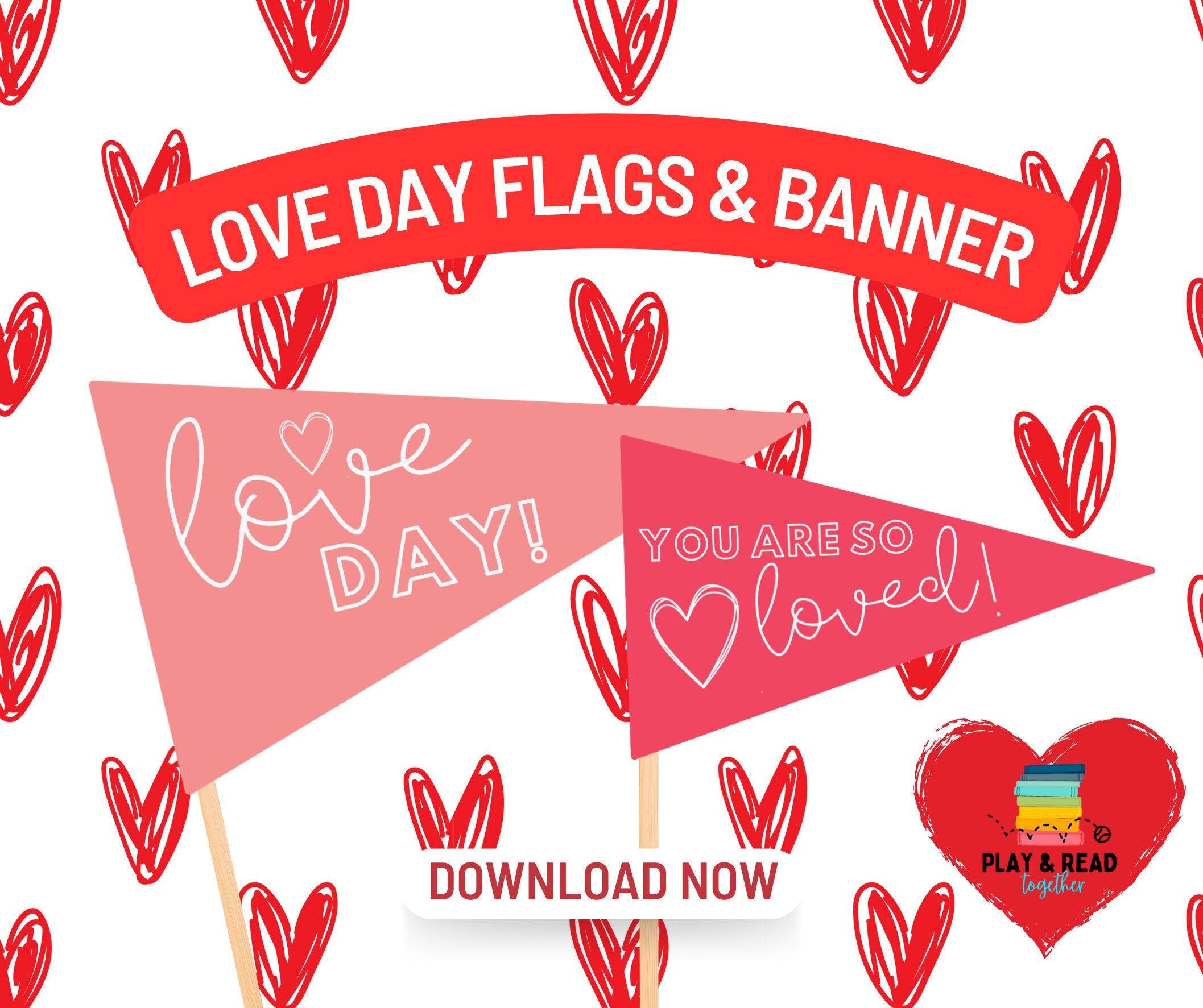 Printable Valentine's Day Flags, Pennants, Love Day Banner - Etsy