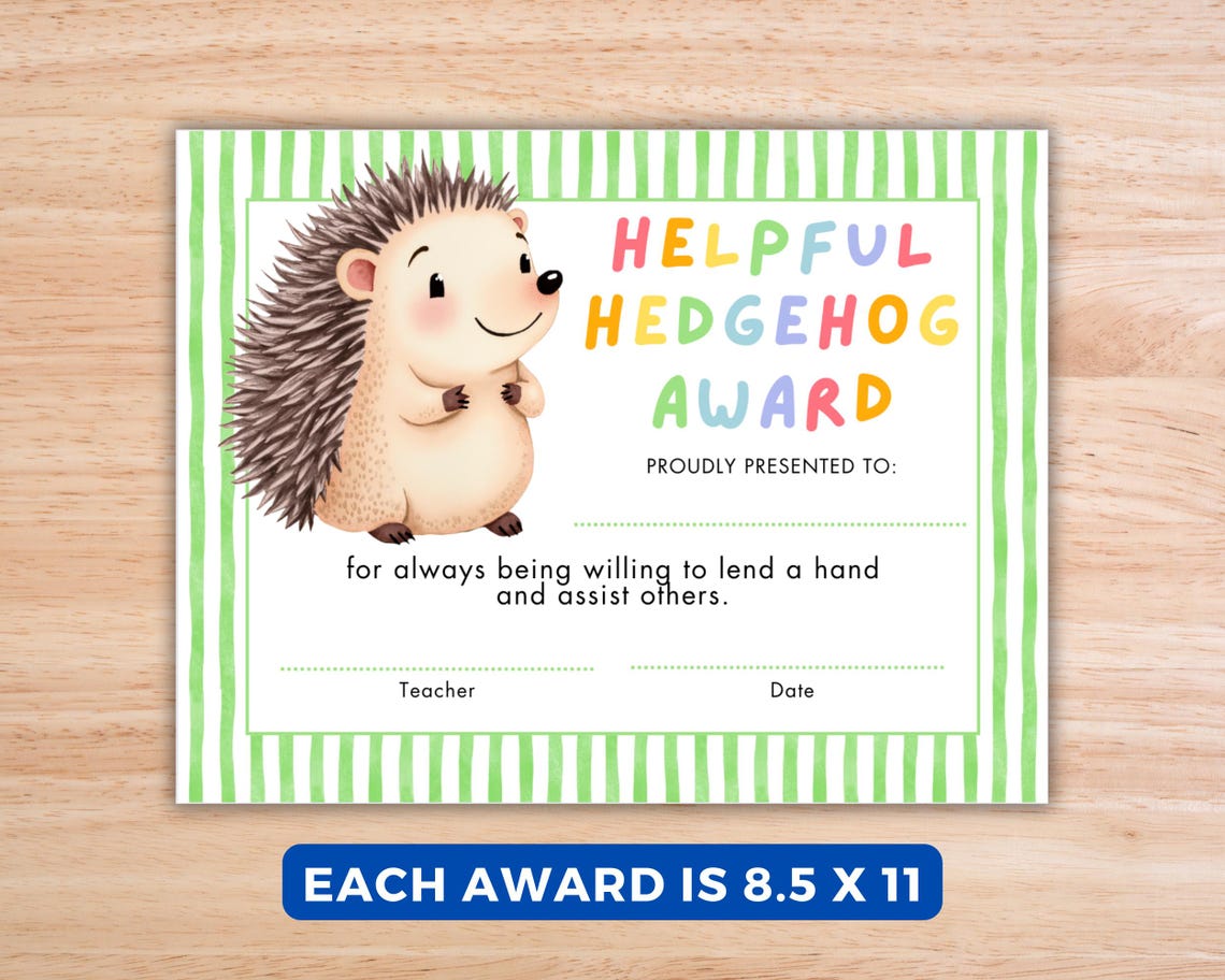 Printable End of Year Awards for Students – 40 Cute Animal Certificates ...