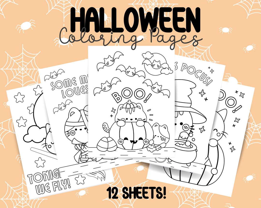 Halloween Cat Coloring Pages: Spooky Season Fun (PDF Download) - Etsy