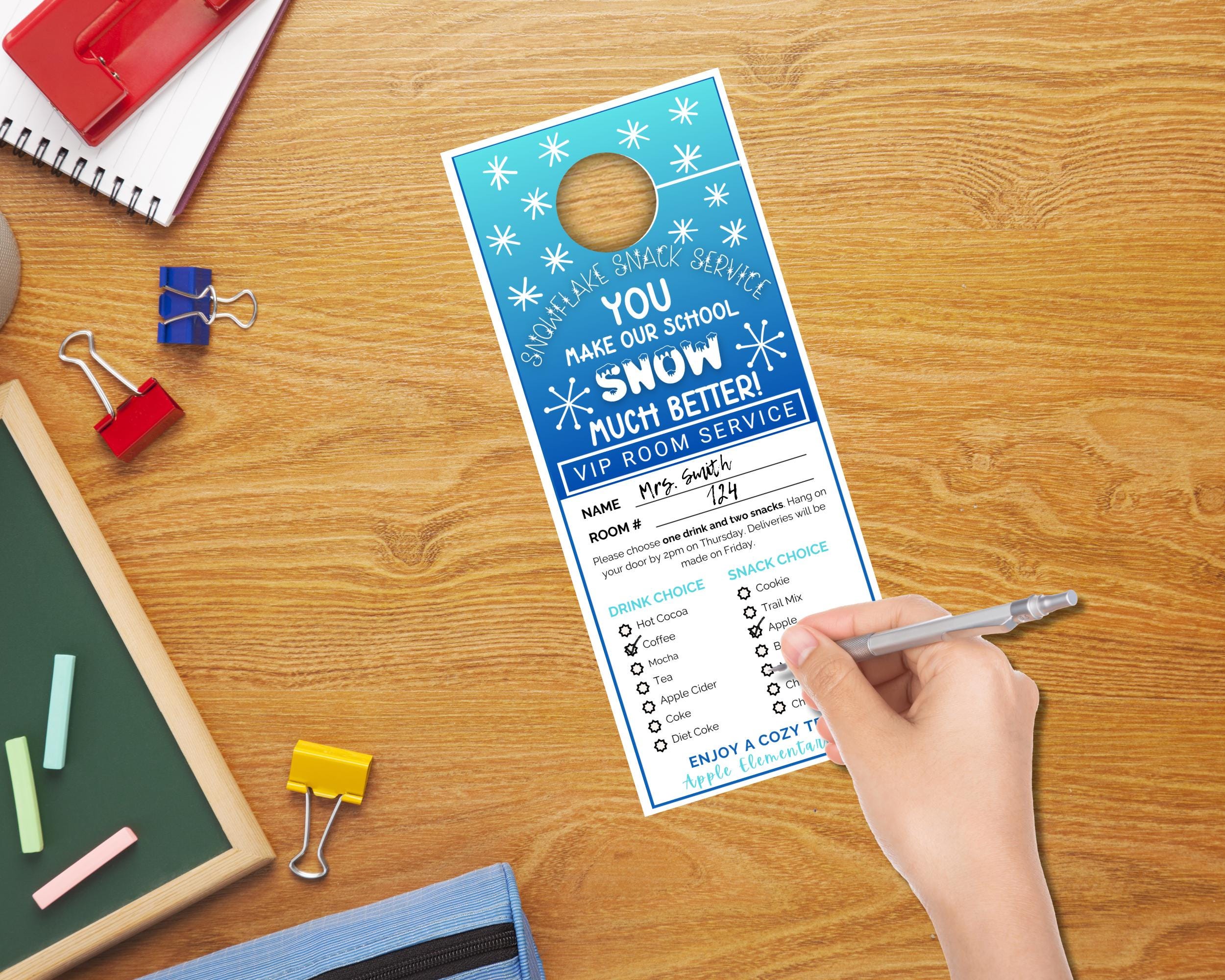 Winter Teacher VIP Room Service Template for Cozy Staff Appreciation ...