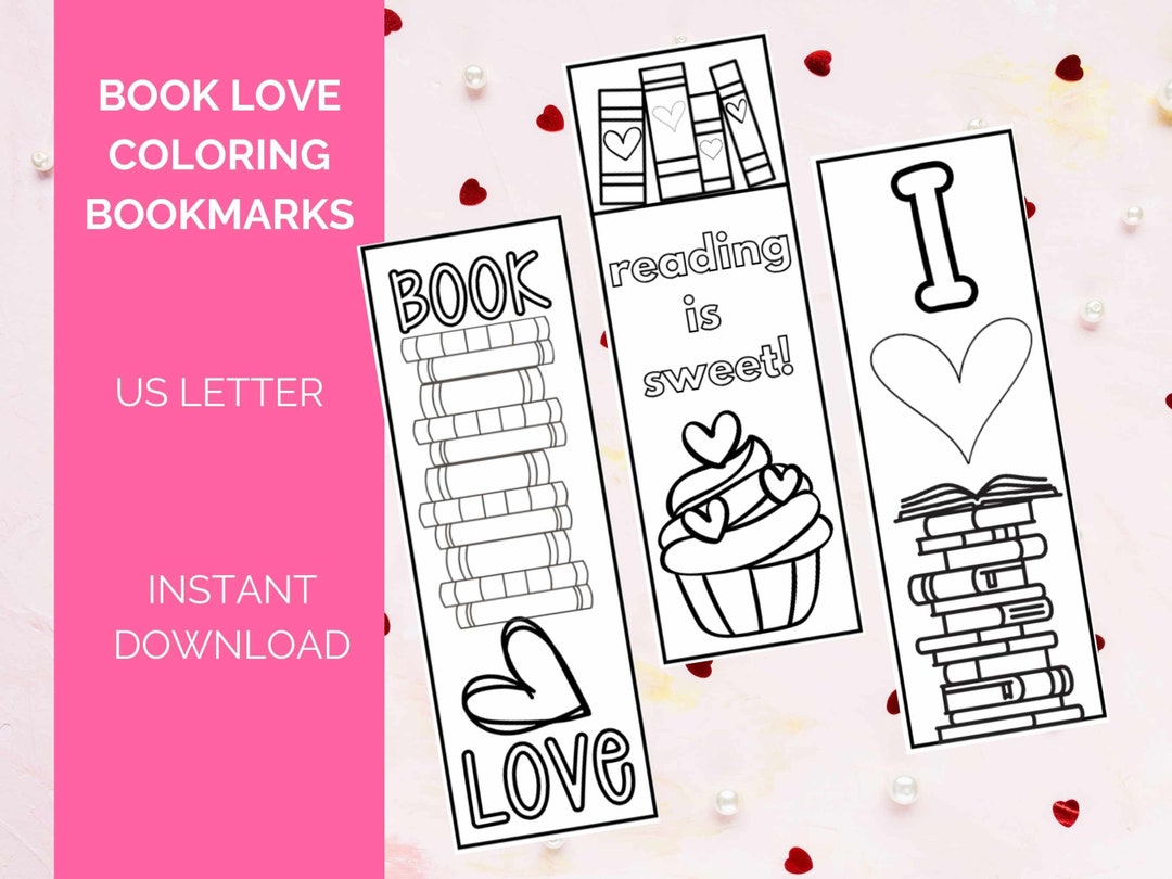 Valentine Coloring Bookmarks for Kids, Non Candy Classroom Printable ...