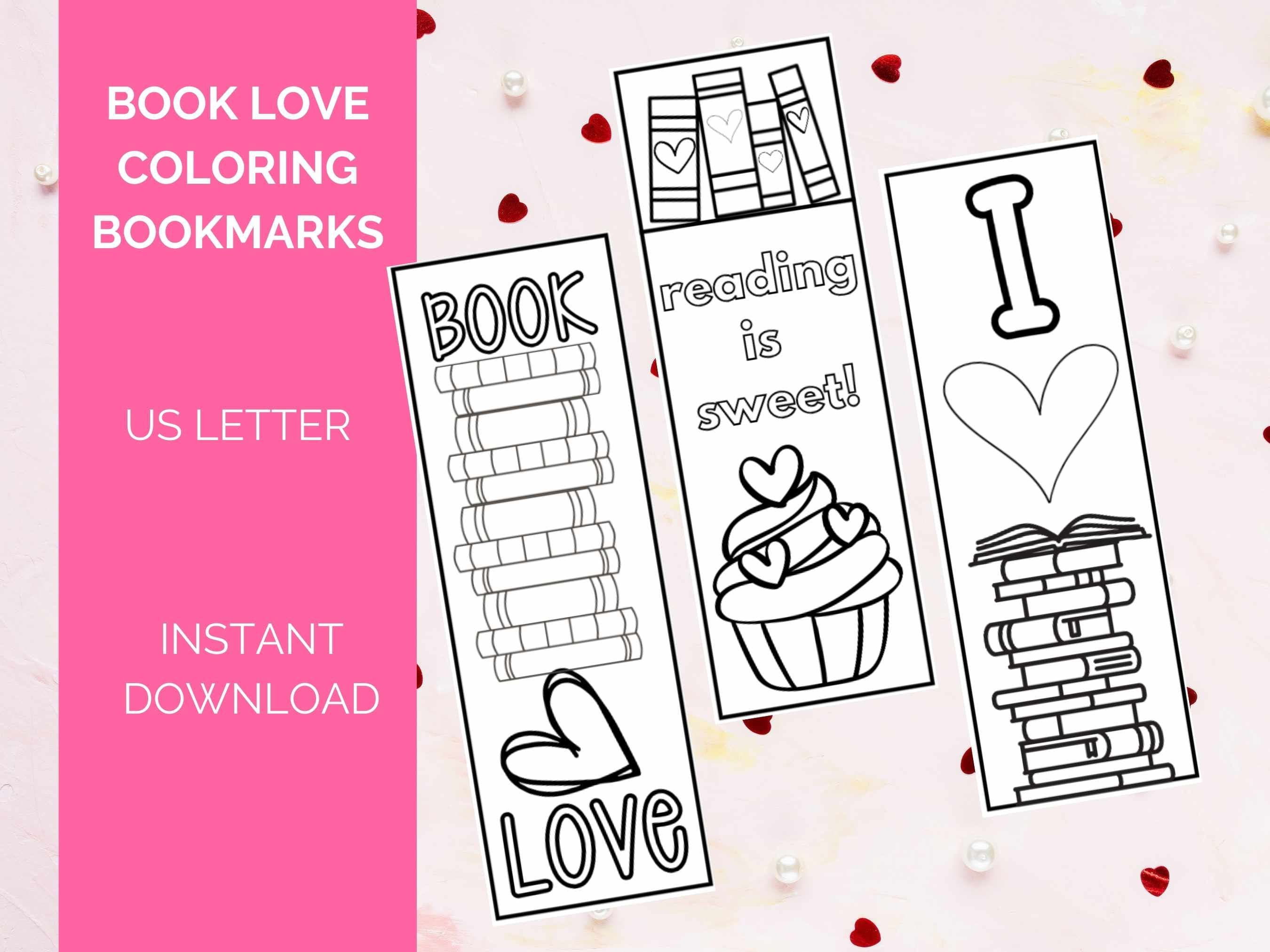 Valentine's Day Coloring Bookmarks for Kids, Printable Non Food Class ...