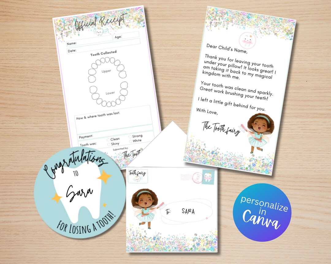 Editable Tooth Fairy Kit: Letter, Receipt, Envelope (digital Download ...