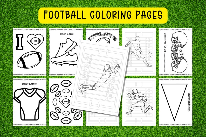 Football Coloring Pages for Kids, Instant Download, Super Football ...