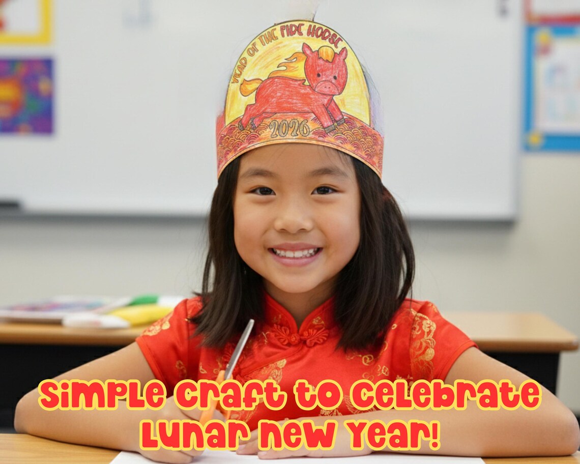Lunar New Year 2026 Paper Crown, Year of the Fire Horse Craft, Chinese ...
