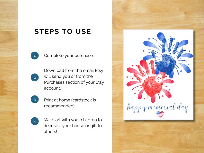 Memorial Day Handprint Art: Patriotic Kids Craft (digital Download) - Etsy