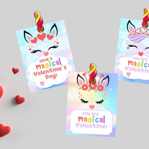 Unicorn Valentine Lollipop Card Printable, You Are Magical Valentine ...