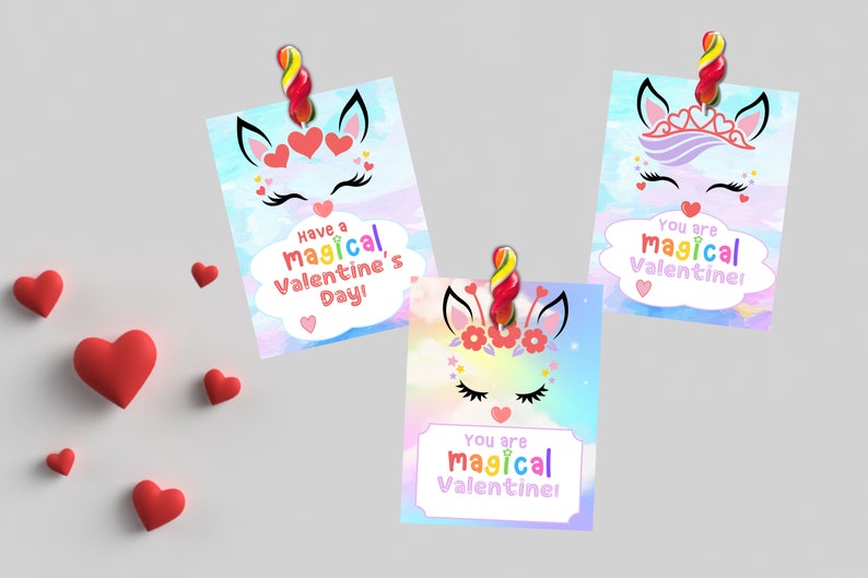 Unicorn Valentine Lollipop Card Printable, You Are Magical Valentine ...
