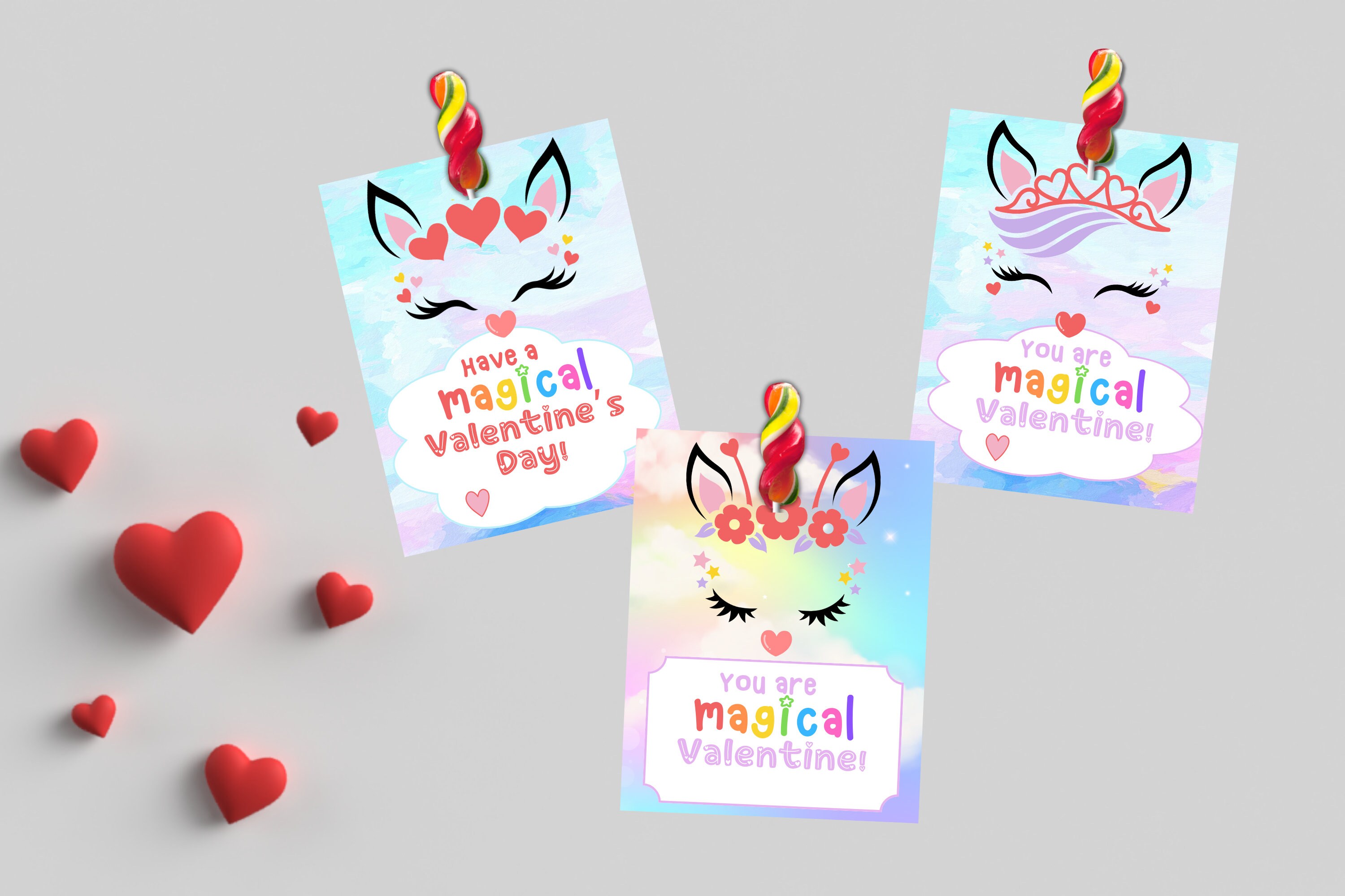 Unicorn Valentine Lollipop Card, Printable Valentine, You Are Magical ...
