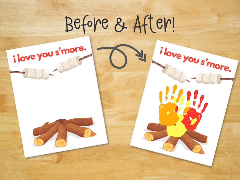 Camping Handprint Art - S'more Printable Craft Templates, Keepsake for ...