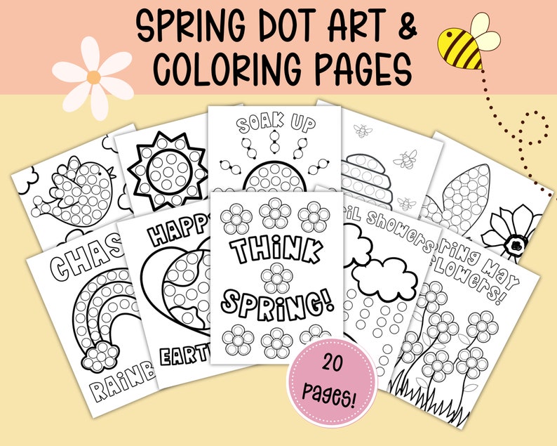Spring Dot Marker Activity, Printable Coloring Pages for Preschool and ...