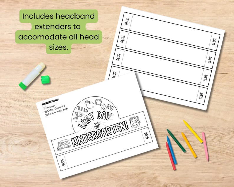 Last Day of School Crown Printable, Prek to 3rd, Kids Coloring Craft ...