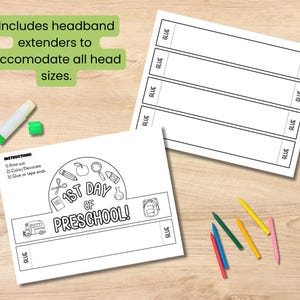 Printable First Day of School Paper Crown, Kids Coloring Craft ...