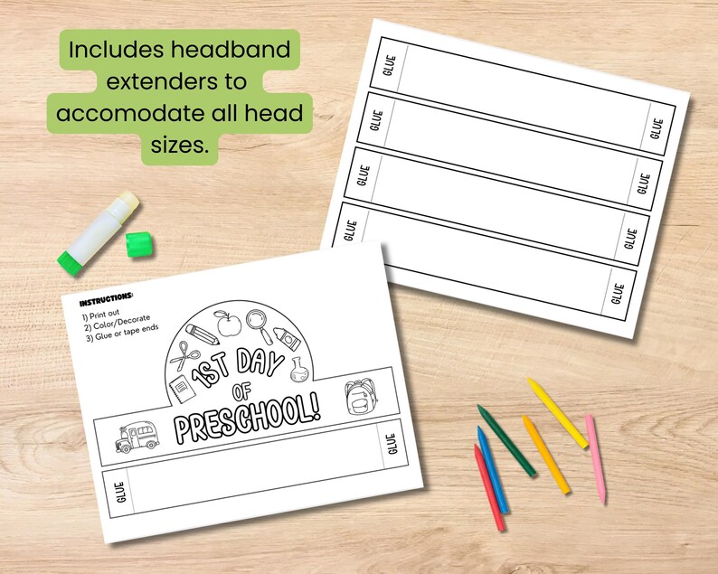 Printable First Day of School Paper Crown, Kids Coloring Craft ...