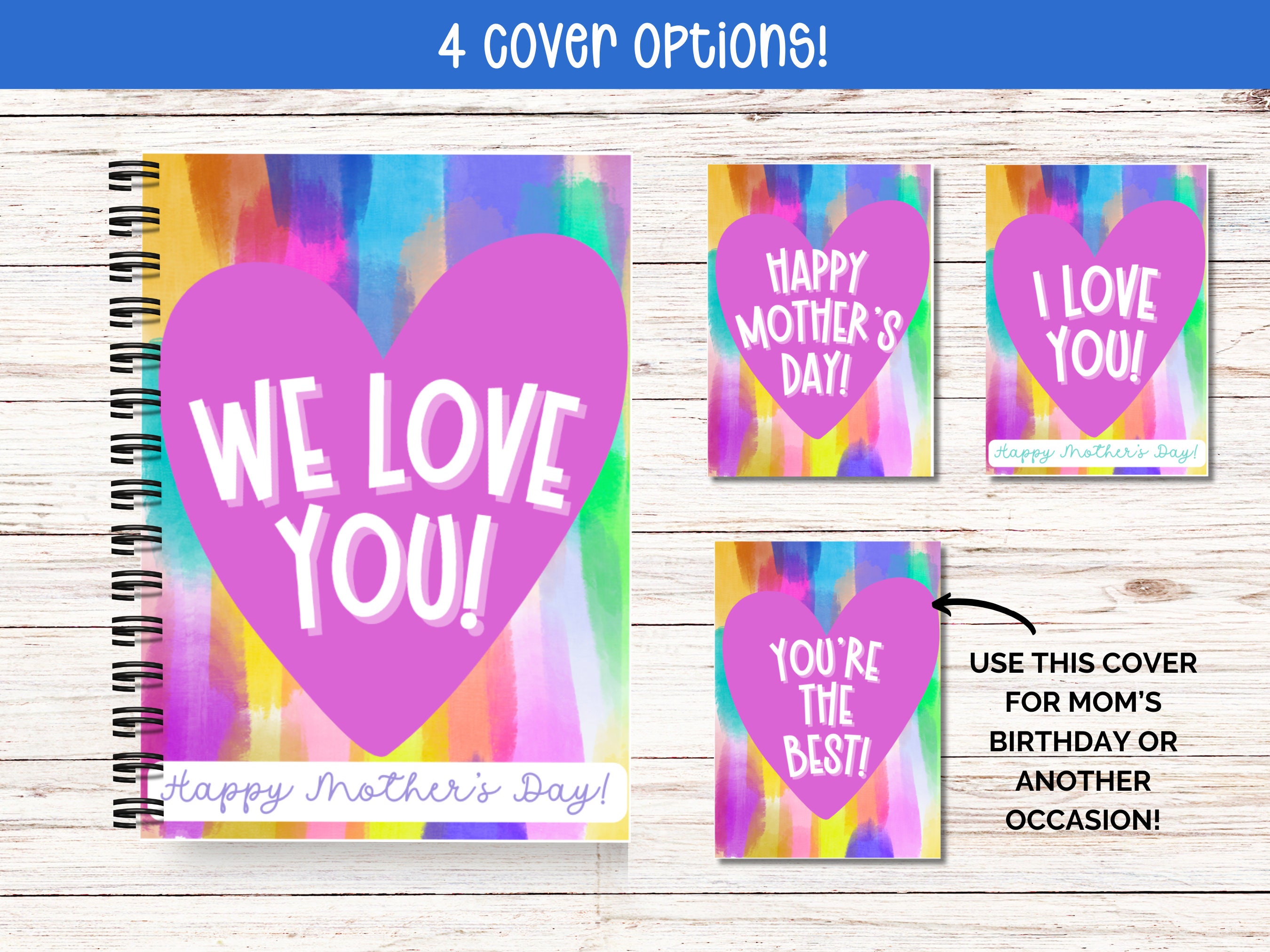 Printable Mothers Day Gift Card Booklet, Build Own Gift Book for Mom ...