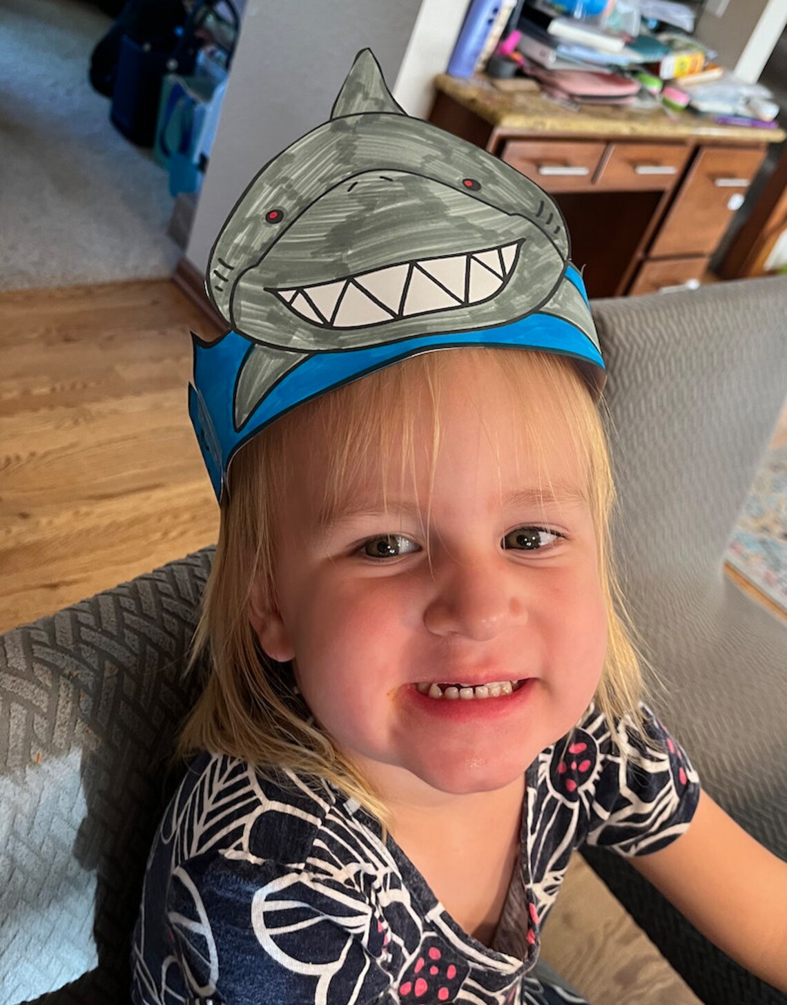 Printable Shark Paper Crown, Kids Coloring Craft, DIY Shark Birthday ...
