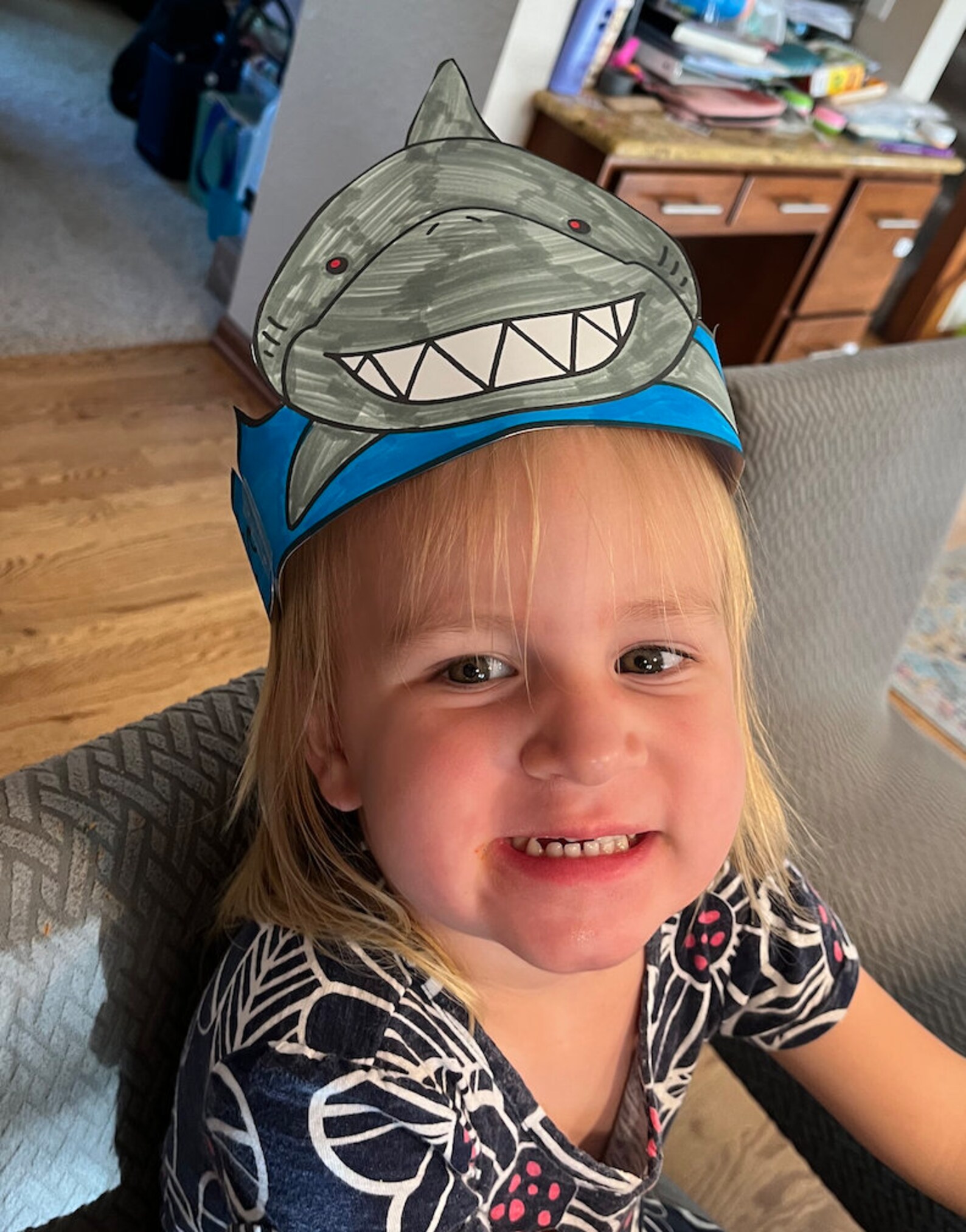 Printable Shark Paper Crown, Kids Coloring Craft, DIY Shark Birthday ...