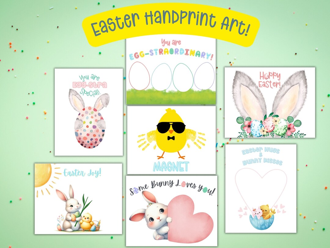 Easter Handprint Art Projects Printable Bundle, Toddler Footprint Craft ...