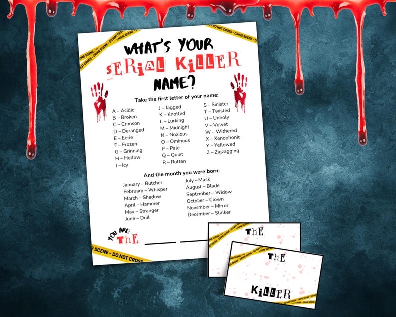 Serial Killer Name Generator Game – Adult Halloween Party Ice Breaker ...