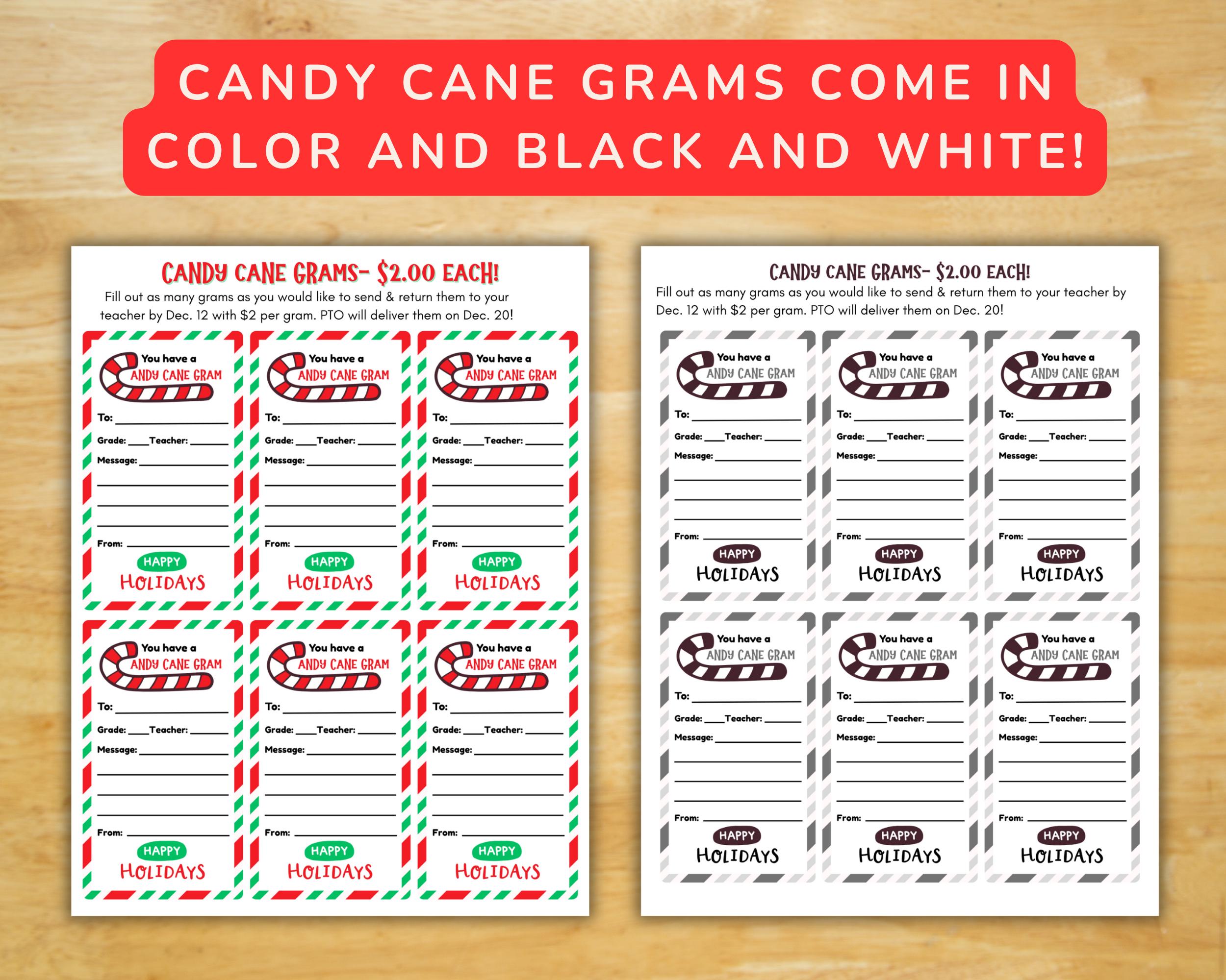 Candy Cane Gram Fundraiser Bundle, Holiday PTA PTO Youth Group ...