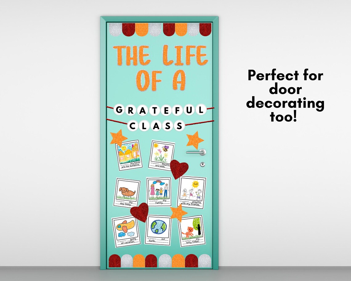 Gratitude Bulletin Board Kit, Thanksgiving Door Decoration, Thankful ...