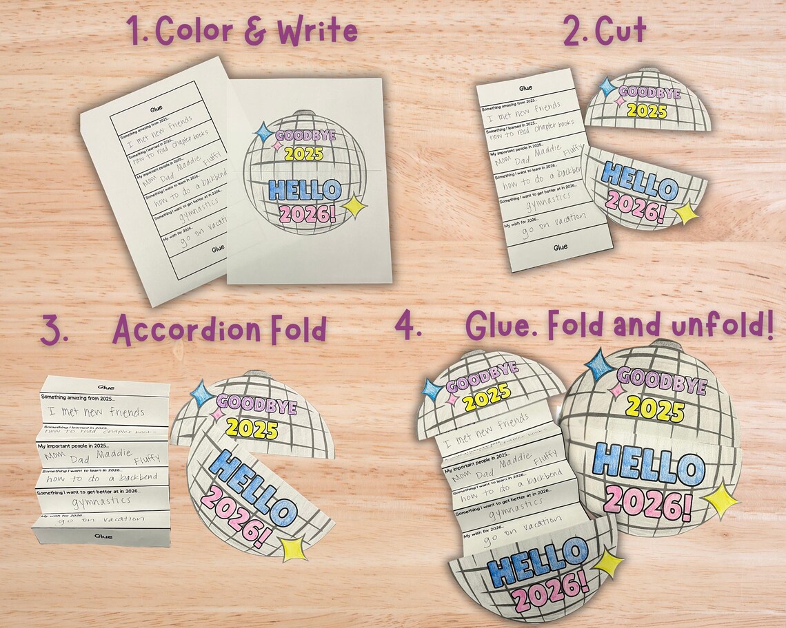 New Years Accordion Fold Activity, Goodbye 2025 Hello 2026 New Year ...