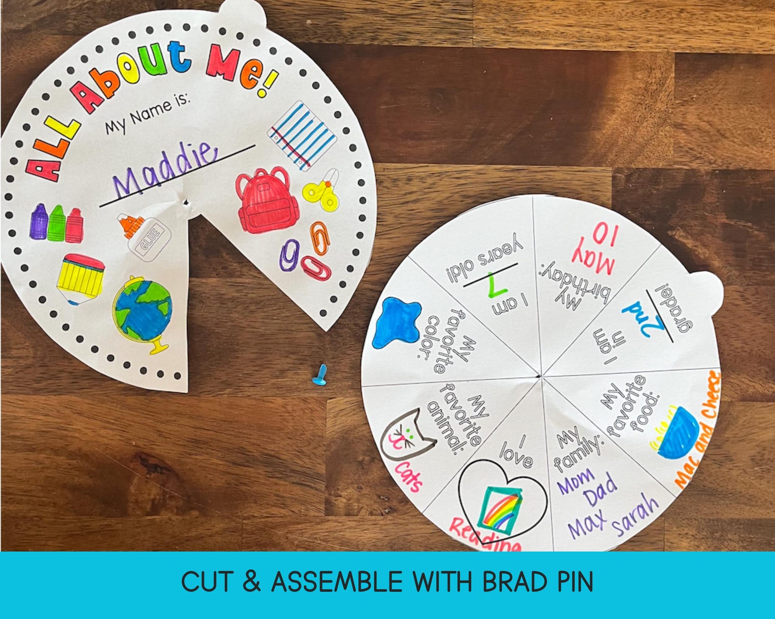 All About Me Spinner Wheel: Back to School Coloring Craft (digital ...