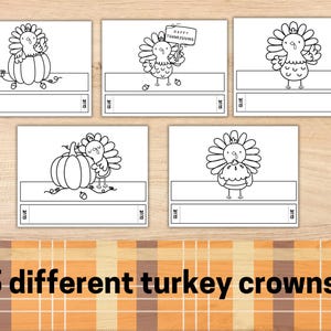 Thanksgiving Turkey Paper Crowns: Kids Coloring Craft (digital Download ...