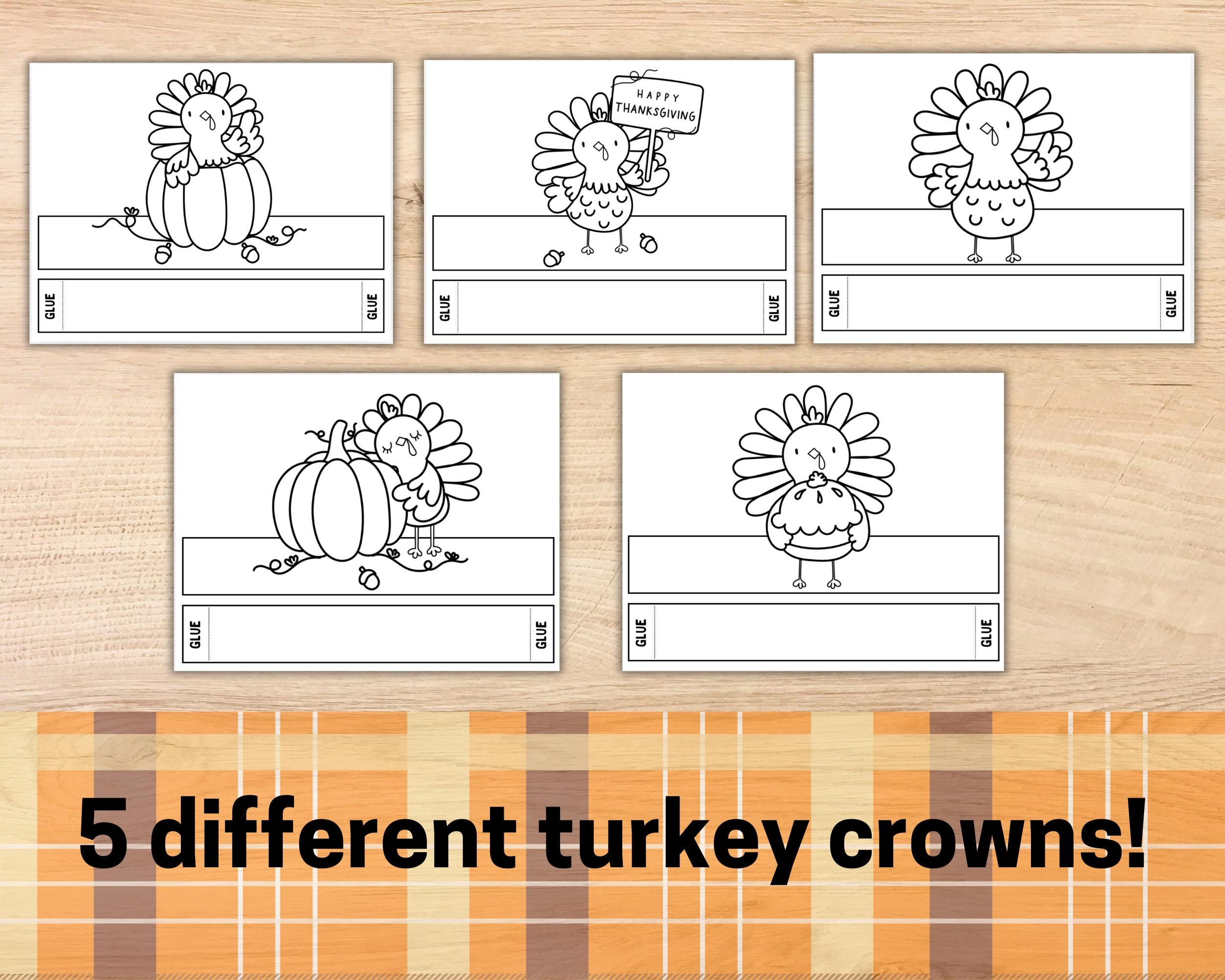 Thanksgiving Turkey Paper Crowns: Kids Coloring Craft (digital Download ...